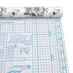 SimpleLife4U Easy Apply Shelf Liner Removable Furniture Paper Decorative Workspace Organizers Sofa Tables, Black-White Peony Butterfly, 17.7 Inch by 9.8 Feet