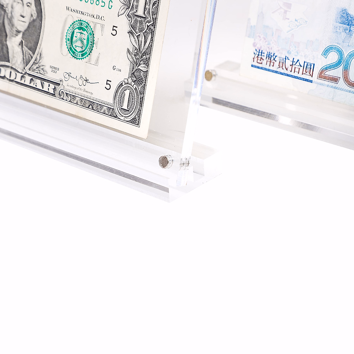 IEEK Acrylic Dollar Bill Frame Currency Holder Clear Paper Money Holders for Collectors Currency Ticket Protector Dollar Bill Display Stand,7.3 x 3.5 Inch,2 Pack
