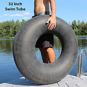 Flexible Flyer Heavy-Duty Snow Tube & Inflatable Water Float. Adult Kid Sled. Lake River Raft, 32" , Black