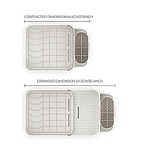 Zuutii Dish Drying Rack with Drainboard,Expandable(17.5-25.4") Large Dish Rack,Sink Dish Drainer with Utensil Holder,Dish Rack for Kitchen Counter