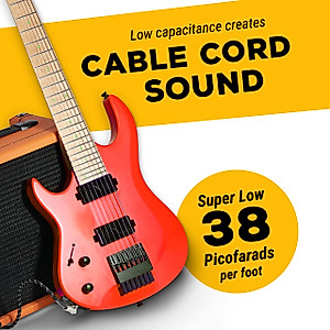 GLS Audio Instrument Cable - Amp Cord for Bass & Electric Guitar - Straight to Right Angle 1/4 Inch Instrument Cable - Black/Grey Braided Tweed, 10ft