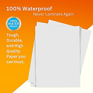 TerraSlate Waterproof Laser Printer Paper – 8 MIL 8.5"x14", 100 Sheets, White – Tear & Smudge Proof, Heavy-Duty for Outdoor Use, Ideal for Printing, Copying & More