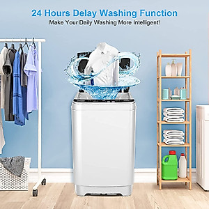 Nictemaw Portable Washing Machine, 17.8Lbs Capacity Full-Automatic Washer and Spin-Dryer Combo, Laundry Washer with 10 Programs 8 Water Level Selections with Drain Pump for Apartment/Dorm/RVs/Home