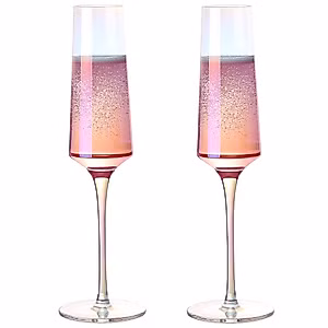 MEICHU Champagne Glasses Champagne Flutes Glass Wedding Set Prosecco Glasses Crystal, Gift for Birthday, Wedding, Christmas, Clear Women, Men, Set of 2