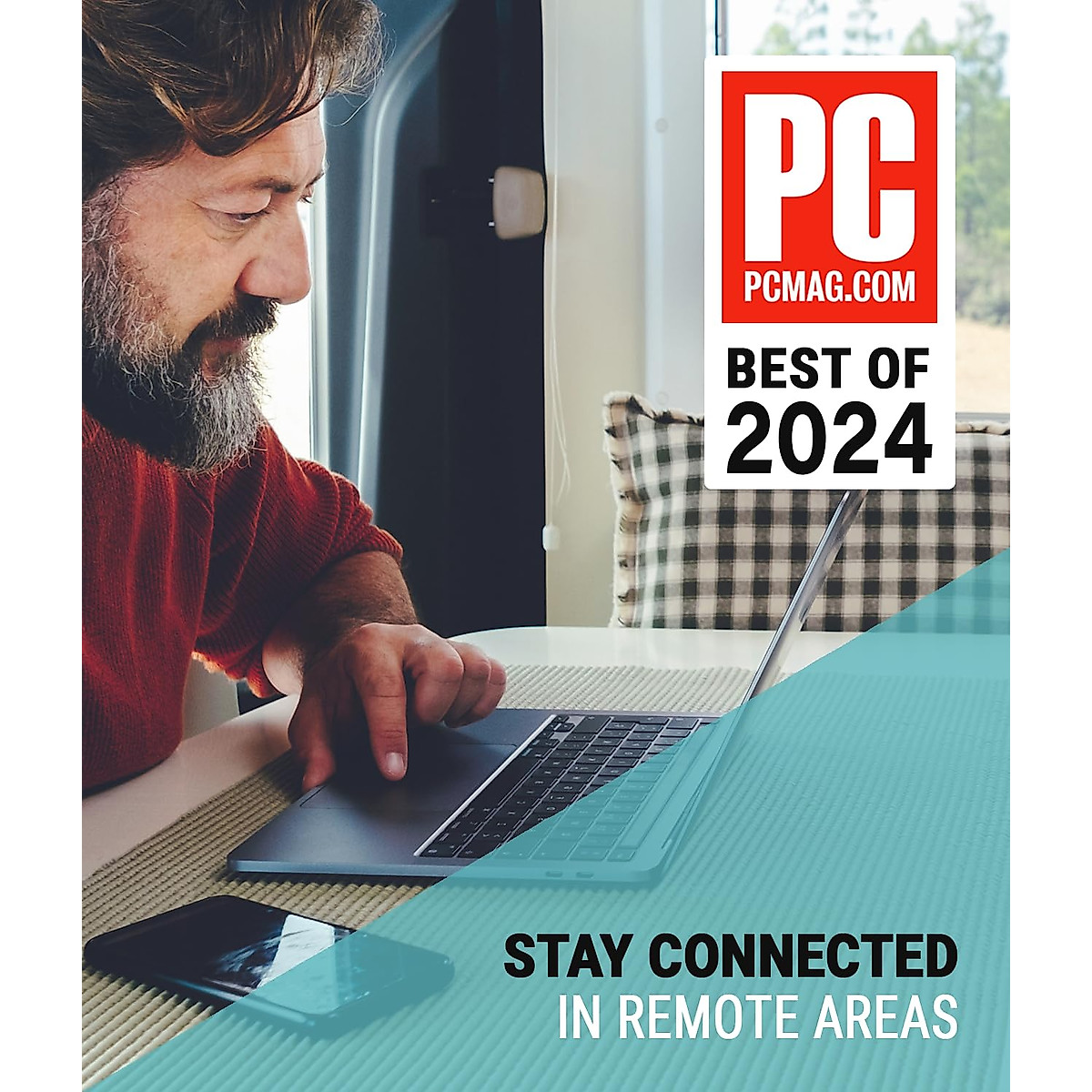 SureCall Fusion2Go 3.0 RV Cell Signal Booster for Motorhome, 5G/4G LTE, Large Vehicles, Permanent Omni Antenna, Multi-User All Carrier Boosts Verizon AT&T Sprint T-Mobile, FCC Approved, USA Company