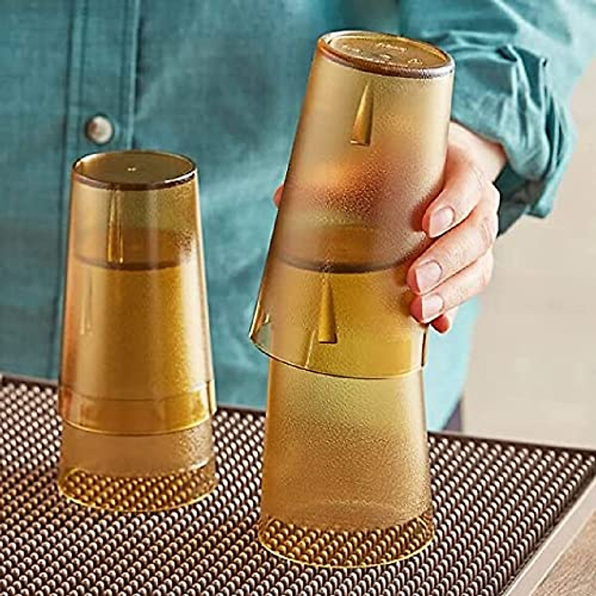 TrueCraftware- Set of 12 Pebbled Tumbler/Drinking Cups 12-Ounce Amber Color- Reusable Premium Water Iced Tea Glasses Stackable Drinking Glasses Dishwasher Safe Break-Resistant for Home Restaurants