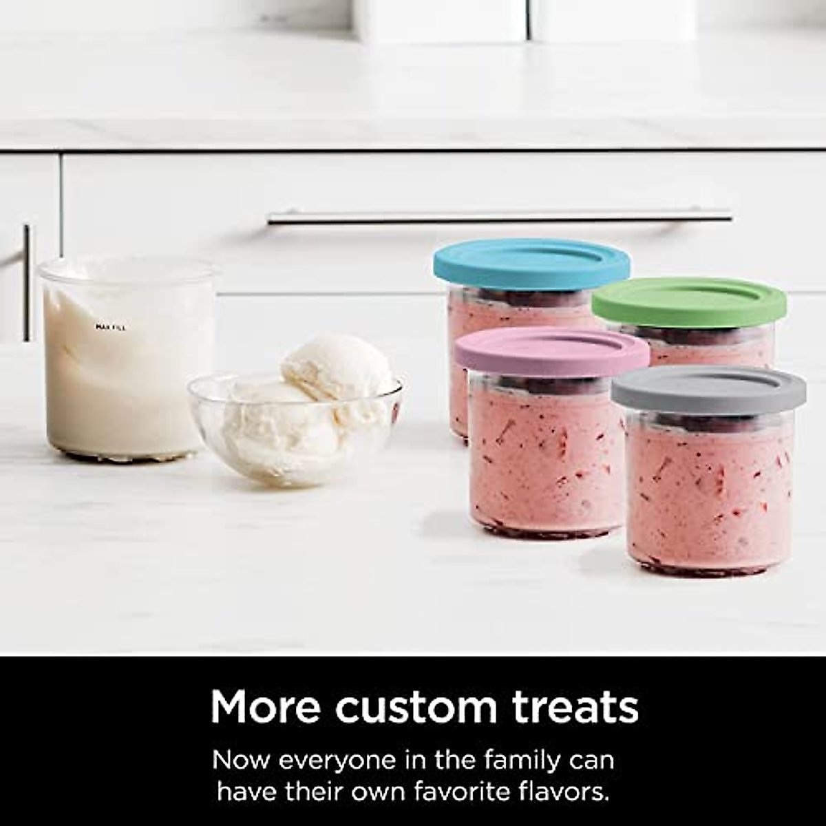 Ice Cream Pints Cups Reusable Ice Cream Pints Containers Kitchen Accessory with Lids for Ninja XSKPLID2CD, Compatible with NC299AMZ C300s Series to Ice Cream Mix Finished Products Storage (1PC Grey)