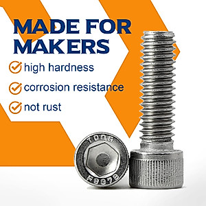 1/4-20 x 2" Socket Head Cap Screws, Allen Socket Drive, 304 Stainless Steel 18-8, Full Thread, Bright Finish, Fully Machine Thread, 25 PCS