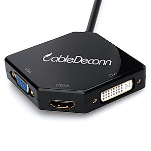 CABLEDECONN Multi-Function Big DisplayPort DP2 to HDMI VGA DVI Cable Converter Adapter