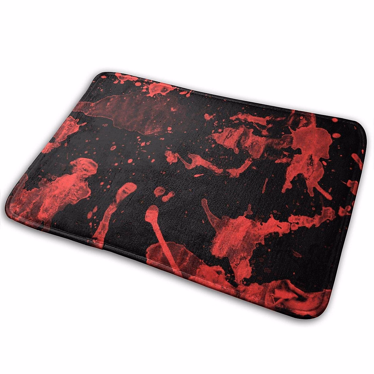 SWEET TANG Water Absorbent Classic Horror Blood Splatter Black Red Bathroom Rugs with Non Slip Rubber Backing Super Cozy Memory Foam Kitchen Mat, Washable and Quickly Drying Mat - 24 x 16 Inch