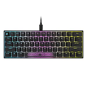 Corsair K65 RGB MINI 60% Mechanical Gaming Keyboard (Customizable Per-Key RGB Backlighting, CHERRY MX Speed Mechanical Keyswitches, Detachable USB Type-C Cable, AXON Hyper-Processing Technology) Black