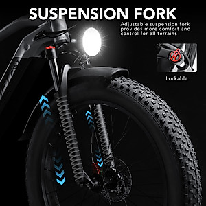 Electric Bike for Adults 750W Blusheless Motor, 48v 17ah 32mph 26'' E Bike with Removable LG Cell Battery, Disk Brake, 7 Speed Front Suspension Electric Bicycle, Pedal Assist Ebike for Mountain Ride