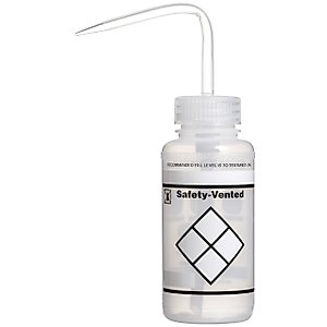 SP Bel-Art Safety-Vented/Labeled 2-Color LYOB Wide-Mouth Wash Bottles; 250ml (8oz), Polyethylene w/Natural Polypropylene Cap (Pack of 3) (F11643-0238)