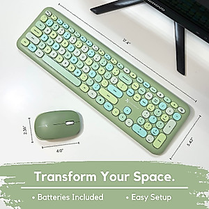 X9 Green Keyboard and Mouse Combo - 2.4G Wireless Connectivity - Transform Your Space with a Cute Wireless Keyboard and Mouse Retro Set - Colorful Keyboard and Mouse - Aesthetic Keyboard