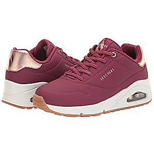 Skechers Women's UNO-Shimmer Away Sneaker, Burgundy, 7.5