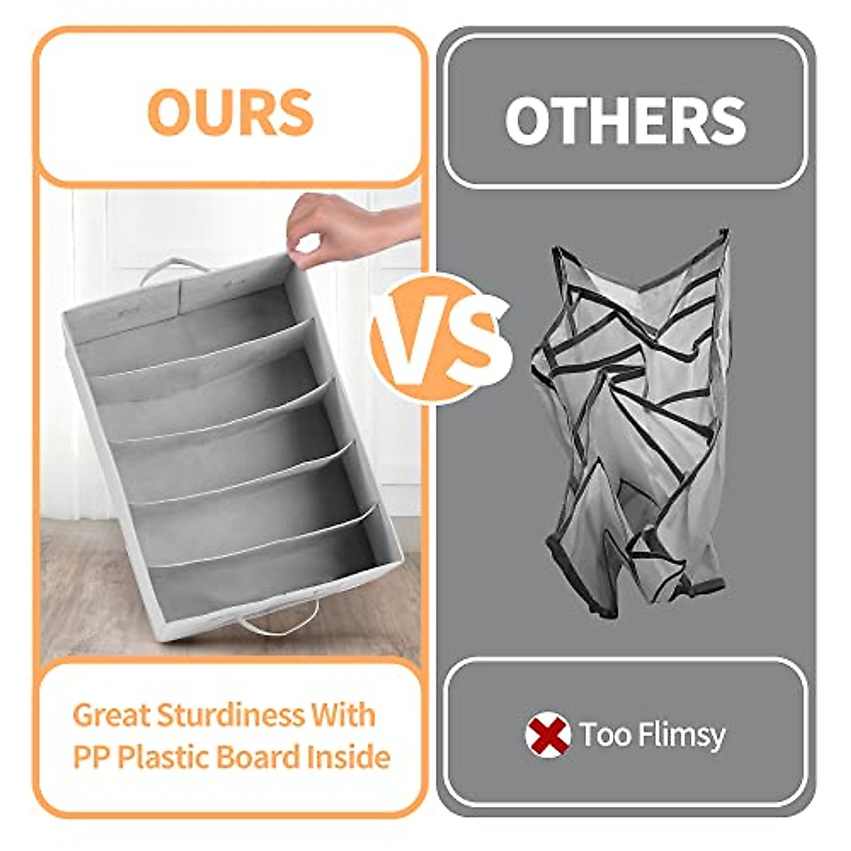 WACNRHXG Large Wardrobe Clothes Organizer,2 Pack Closet Organizers and Storage with Handles,Foldable Fabric Drawer Organizers Dividers for Clothing,Jeans,Sweater,Bras,Underwear,Shirt,Grey