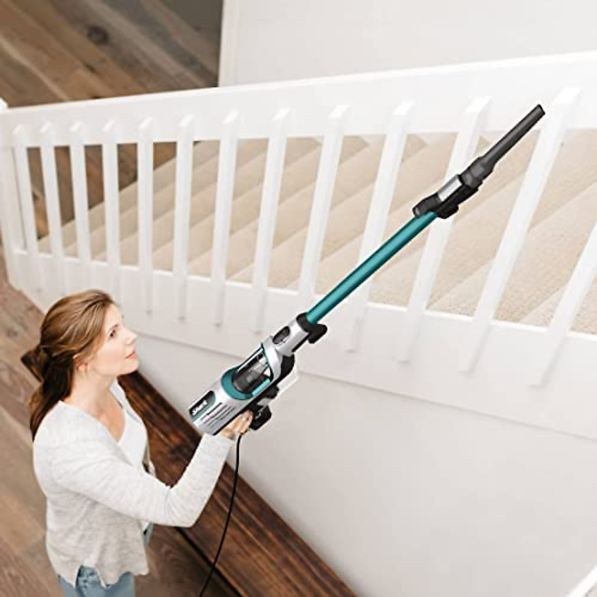 SHARK HZ251 Ultralight Corded Stick Vacuum with Self-Cleaning Brushroll, Blue/White (Renewed)