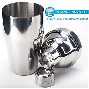 Cocktail Shaker Set with Stand, 15 Piece Bartender Kit Home Bar Accessories - Martini Shaker with Built-in Strainer, Muddler, Jigger, Drink Shaker 304 Stainless Steel, House Warming Gitfs New Home