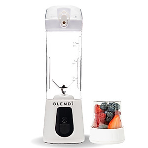 Blendi Pro Plus Premium Cordless Portable 17.5oz Rechargeable Blender - Crush Ice, Fruit & Blend Sports Powders in Seconds - Stainless Steel Blades w/High Powered 120W Motor - Gym, Tailgates (White)