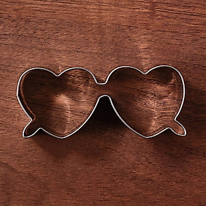 LILIAO Heart Shape Sunglasses Cookie Cutter Summer Beach Fondant Biscuit Cutter - 3.6 x 1.6 inches - Stainless Steel