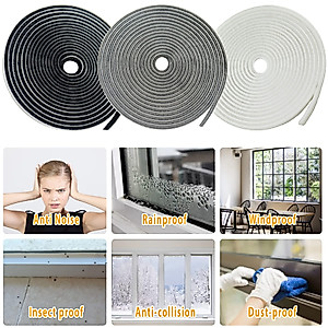 39.4FT Brush Weather Stripping, Neat Pile Self Adhesive Seal Strip for Windows and Door, Weatherstrip for Soundproofing, Windproof, Dustproof, Stronger Stickiness, 0.35'' Wide x 0.2'' Thick, Grey