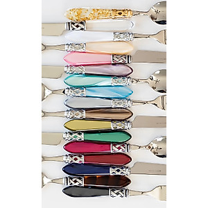 Vietri Aladdin Antique Lilac Dinner Spoon, 18/10 Stainless Steel Flatware, 8" Soup/Cereal Tablespoon