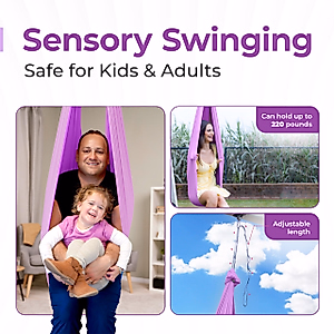 AWA Sensory Swing Indoor for Kids & Adults with Special Needs (Includes Hardware) Indoor Swing for Kids & Adults with Autism, ADHD, and Sensory Processing Challenges (Pink/Purple)