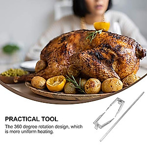 DOITOOL Stainless Steel Rotisserie Forks Air Fryer Accessories Rotating Baking Roast Chicken Fork for Kitchen