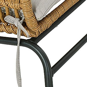 Christopher Knight Home Grace Outdoor 3 Piece Wicker Chat Set, Light Brown, Beige, and Black