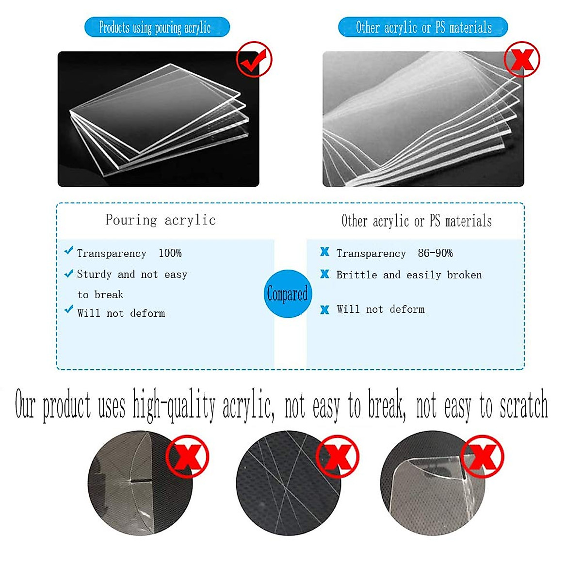 Knife Display Stand Arcylic (9.8×3.8 in) 2 Pcs,Fold