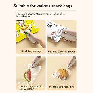 Mini Bag Sealer, 2 in 1 Chip Bag Sealer with Cutter, Rechargeable Bag Sealer Heat Seal (White)