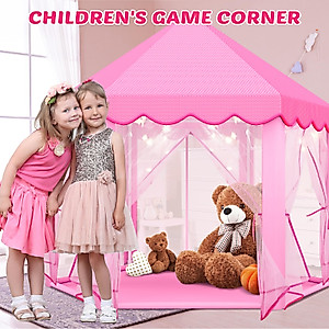 Princess Tent Girls Large Playhouse Kids Castle Play Tent with Star Lights Toy for Children Indoor and Outdoor Games for Ages 3 4 5 6 Year Old