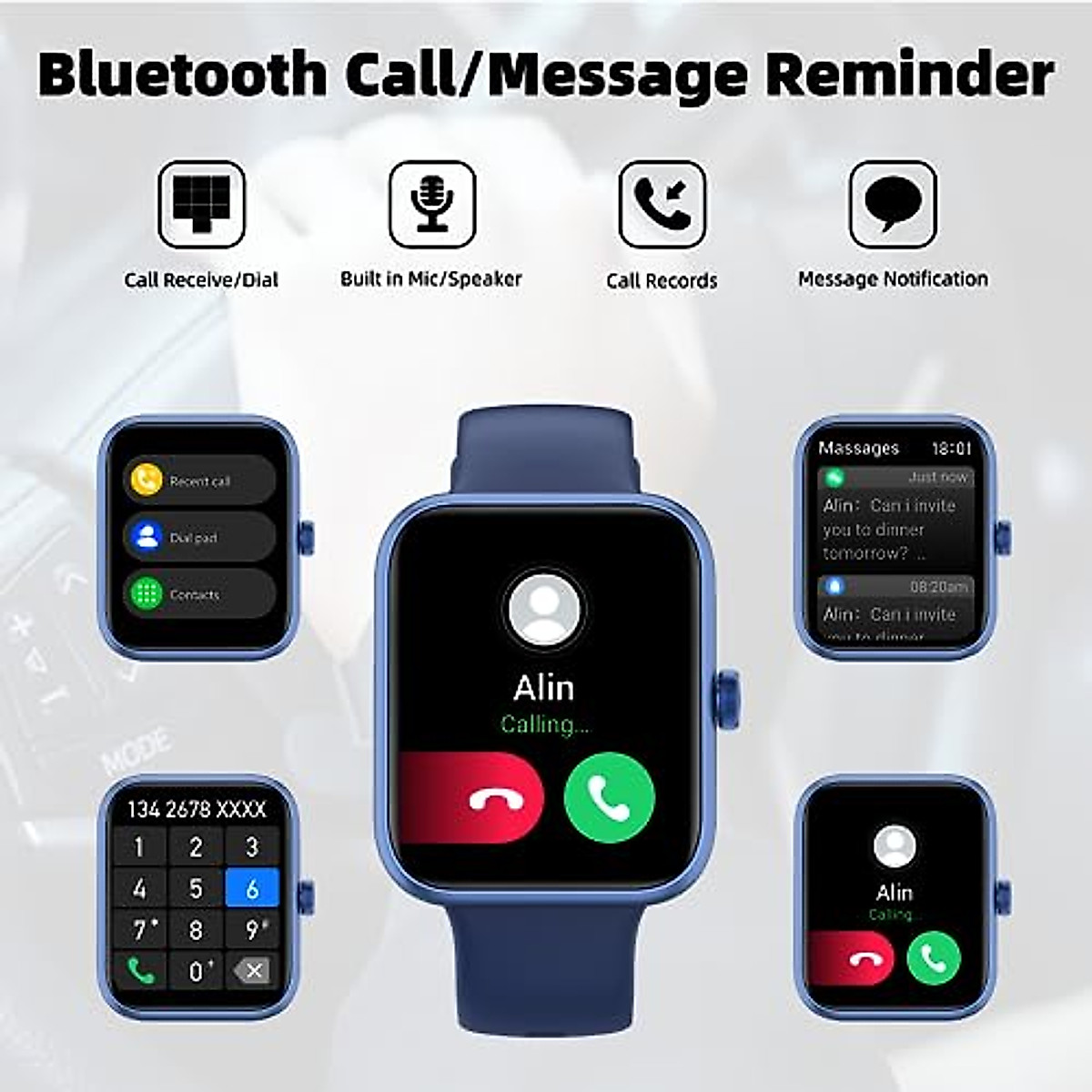 Smart Watch, Full Touch Smart Watches for Men Women Answer/Make Calls, Fitness Tracker with Heart Rate Sleep Monitor Step Counter, Multi-Sports Modes, IP68 Activity Trackers for Android iOS Phones