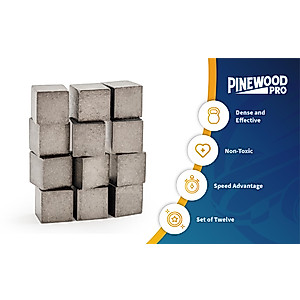 Pinewood Pro Derby Car Weights Tungsten Cubes 2oz Total Weight, Twelve Cubed Weights for Highest Speed to Make Fastest Pinewood Derby Car