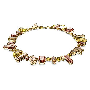 Swarovski Gema Necklace, Adjustable, with Multicolored Swarovski Crystals in Warm Hues, Mixed Classic Cuts on a Gold-Tone Finish Setting, Part of the Swarovski Gema Collection
