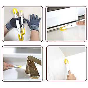 Two-Way Grout Caulk Finishing Tool - 4 Size 2 Pieces Set - Smooth Grout Sealant Silicone Caulking Tool - Rubber Spatula Spreader - Grout Sealer Applicator - Ergonomic Handle Grip
