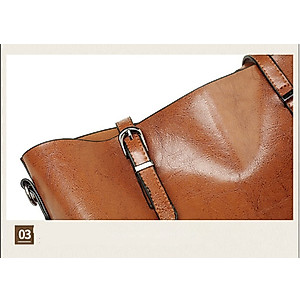 Women's oily leather totebag,Vertical zipper open shoulder bag,Women's cross body bag (Khaki)