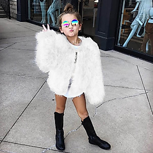 Toddler Kids Girls Faux Fur Jacket Coat Winter Warm Thicken Fluffy Jacket Winter Jackets Furry Coat Outerwear 1-7 Years (White, 6-7 Years)