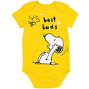 Peanuts Snoopy Charlie Brown Baby Boys 5 Pack Short Sleeve Bodysuit Multi 3-6 Months