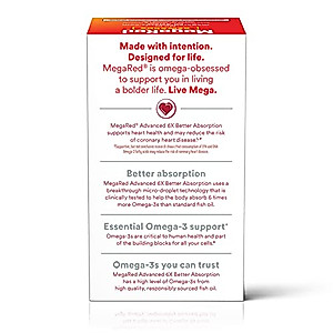 MegaRed Omega 3 Fish Oil Supplement 800mg (per Serving), Advanced 6X Absorption EPA & DHA Omega 3 Fatty Acid Softgels (80cnt Box), Phopholipids, Supports Brain Eye Joint & Heart Health