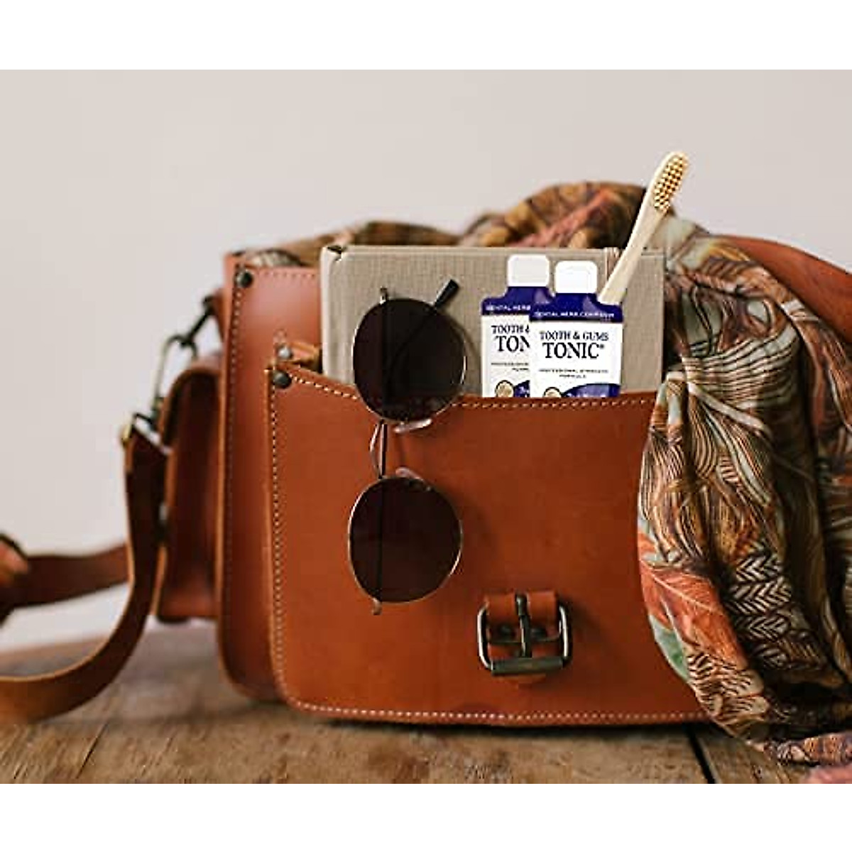 Dental Herb Company - Tonic Traveler - Single Use Tonic Mouthwash (12 Pack) with Bamboo Toothbrush