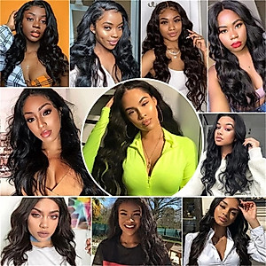 26 Inch Body Wave Lace Front Wigs Human Hair Pre Plucked 180% Density 13x4 HD Lace Front Wigs for Women Glueless Wigs Black Unprocessed Brazilian Virgin Human Hair with Baby Hair Bleached Knots