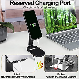 Fanlory Foldable Phone Stand for Desk - Adjustable Height Cell Phone Holder Portable Cellphone Cradle Desktop Dock Compatible with iPhone 13 Pro Max Mini, 12 11 XR X 8 7 6 Plus SE, 4-8'' Smartphone