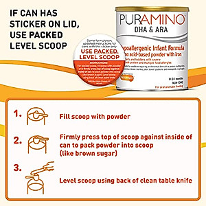 PurAmino Hypoallergenic Infant Drink, for Severe Food Allergies, Omega-3 DHA, Iron, Immune Support, Powder Can, 14.1 Oz (Pack of 4)