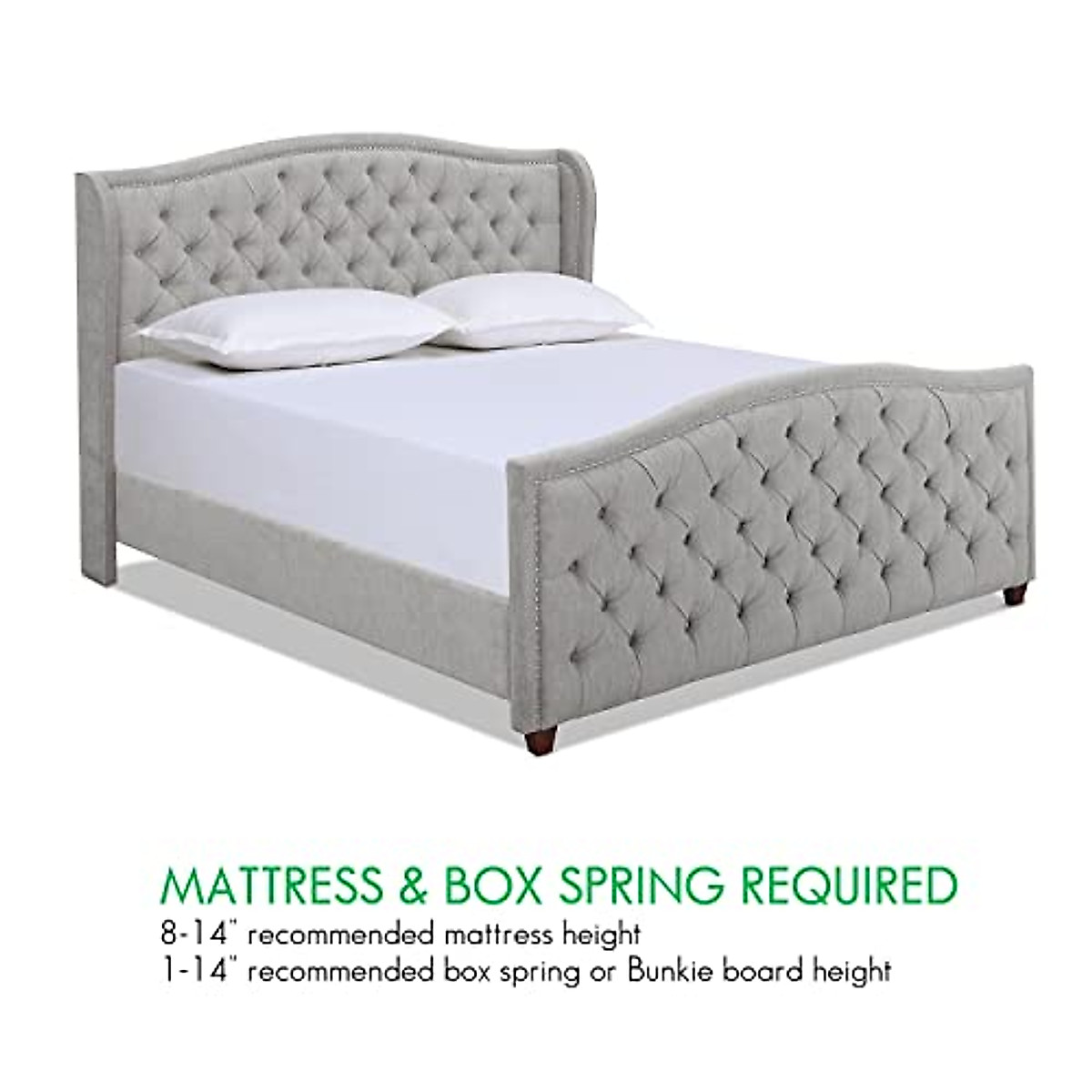 Jennifer Taylor Home Anastasia Upholstered Shelter Headboard Bed Set, King, Silver Grey Polyester