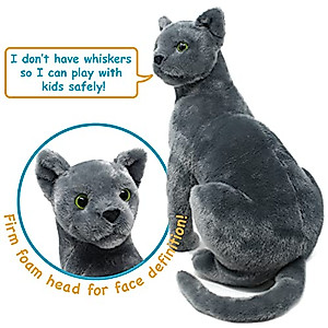 VIAHART Rae The Russian Blue Cat - 12 Inch Grey Stuffed Animal Plush Gray Cat - by Tiger Tale Toys