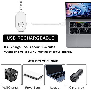 Safesound Personal Protection Safety Device – 3pcs SOS Keychain Alarm for Women, Men, Elderly and Kids – Personal Keychain Alarm Siren – USB Rechargeable – Small and Compact Design