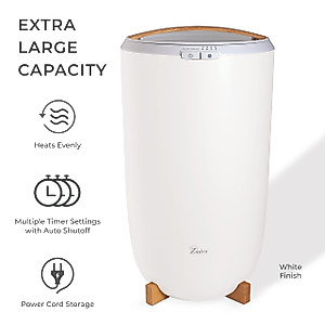 Zadro Large Hot Towel Warmer Bucket Timer Electric Towel Warmer for Bathroom Auto-Shut Off Heated Towel Warmer Spa (Large | 20L | 12" Dia. x 21" Tall, White)