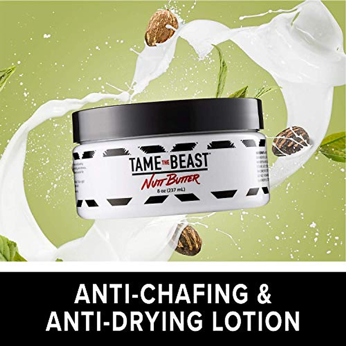 Nutt Butter Men's Lotion for Groin, Back & Body - Tingle with Essential Oils, Eucalyptus, Aloe, Cocoa, Vitamin E - 8 oz Anti-Aging, Anti-Chafing Cream by Tame the Beast