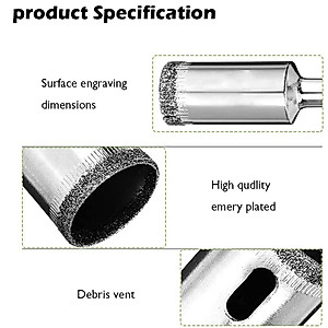 1-1/4" (32 mm) Diamond Hole Saw Bit Hollow Core Drill Bits 1/2 Inch Shank Hollow Core Hole Saws Masonry Drilling Tools for Glass Stone Ceramic Porcelain Tiles Marble Quartz Granite Bottles DIY